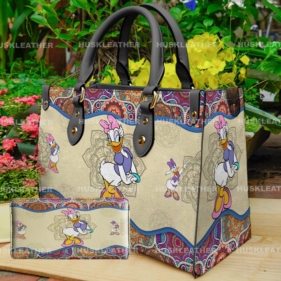 Personalized Daisy Duck Mandala Leather Bag Handbag, Daisy Duck Woman ...