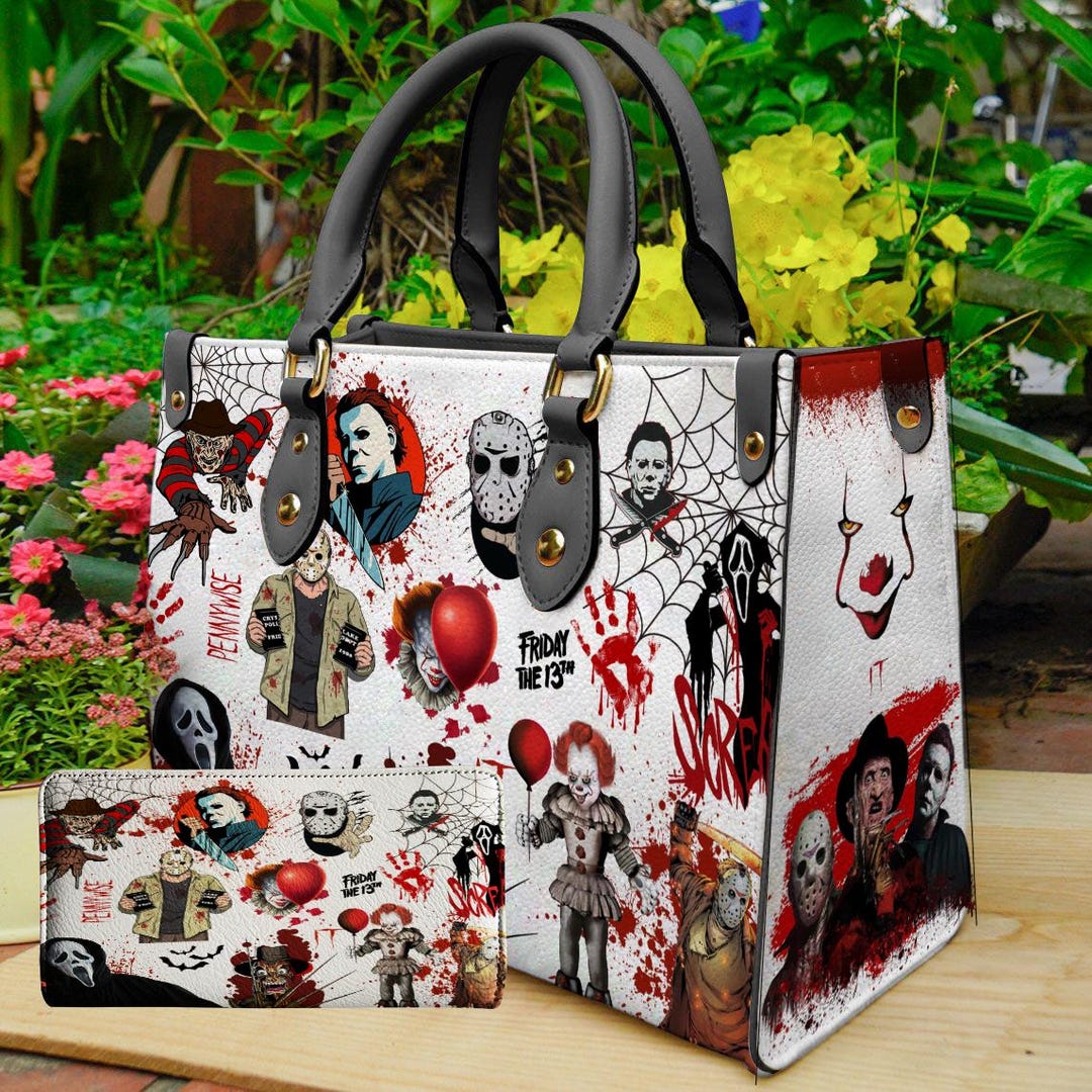 Personalized Name Horror Halloween Leather Handbag & Wallet, Shoulder ...
