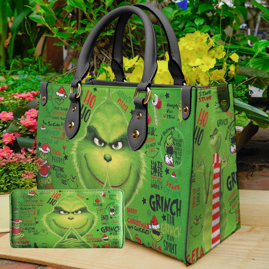 Personalized Grinch Christmas Leather Handbag, Grinch Women Bags ...