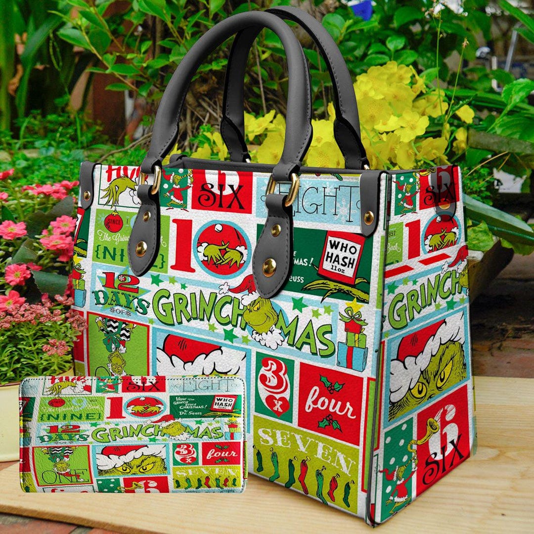 Personalized Grinch Leather Handbag, Grinch Women Bags, Grinch Lovers ...