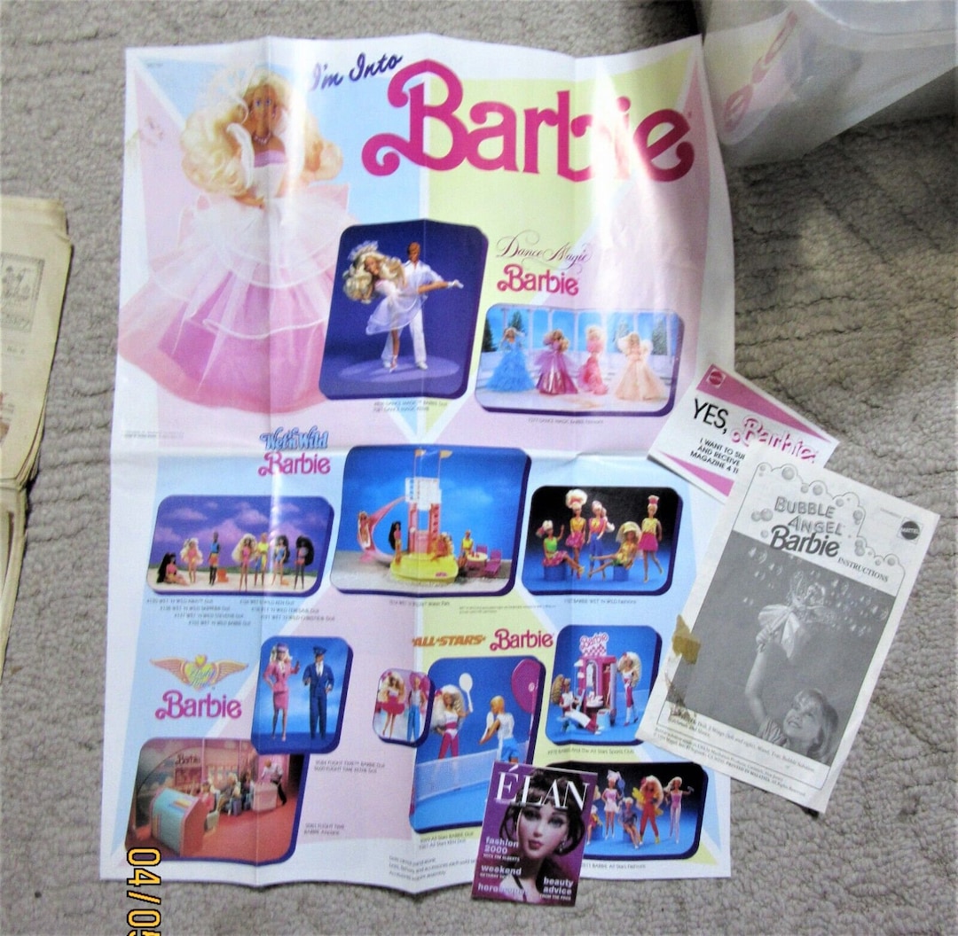 Barbie Doll Poster Dream World Fashion Ad Mattel 1988 2-sided Pink ...