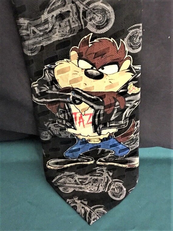 TAZ cartoon Devil Loony Tunes Motorcycle Biker neck T… - Gem