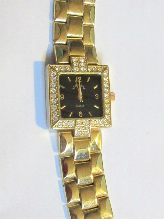 Wristwatch Faux Gold Chain Square Crystal trim Black … - Gem