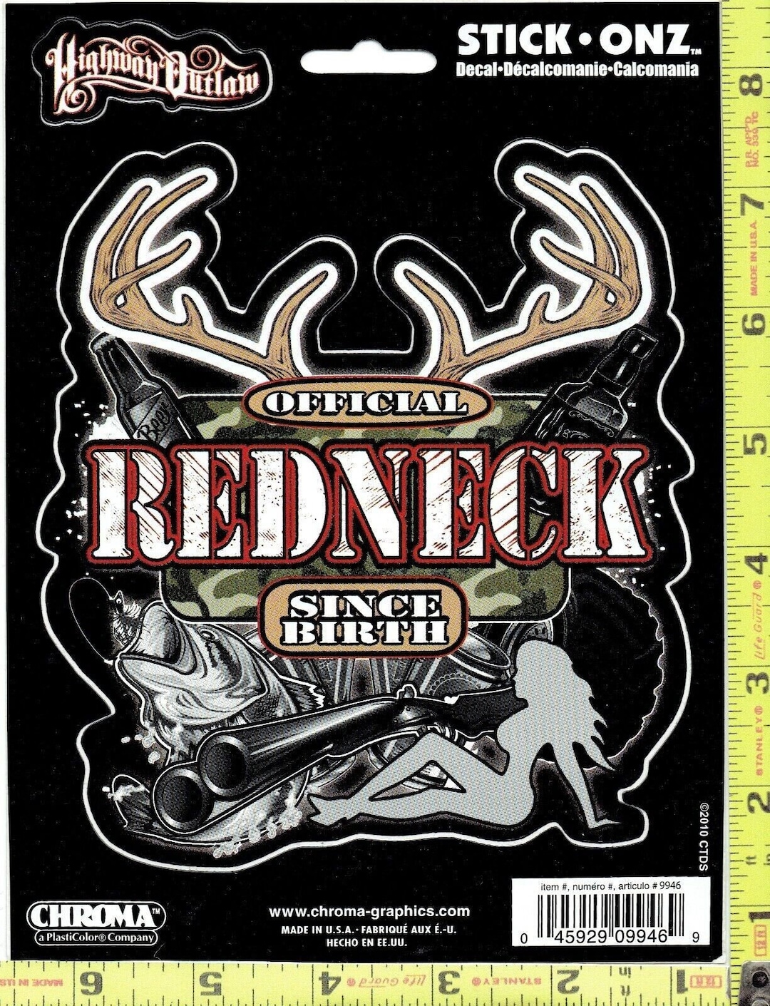 Auto Sticker OFFICIAL REDNECK SINCE Birth Outlaw Stick on Car Truck Bag ...
