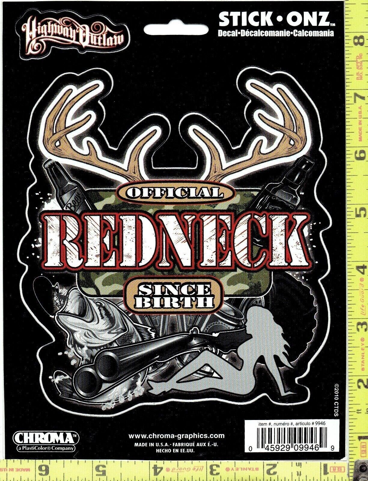 Auto Sticker OFFICIAL REDNECK SINCE Birth Outlaw Stick on Car Truck Bag ...