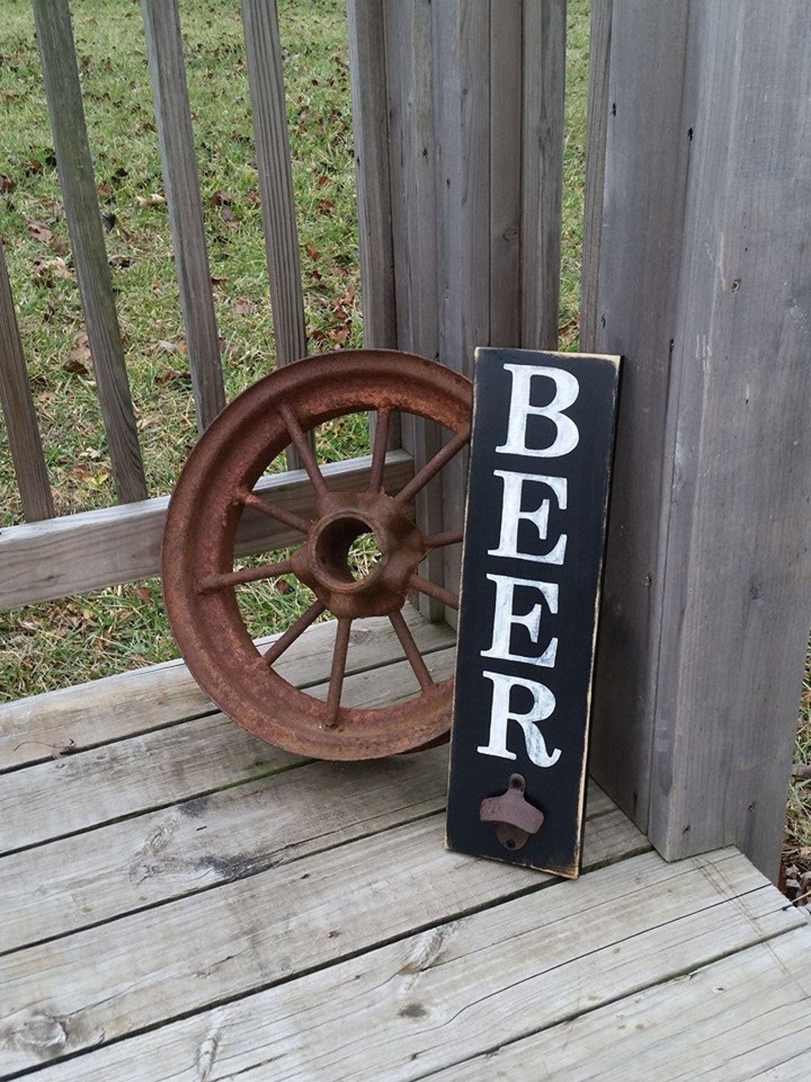 Wooden BEER Sign Bottle Opener Sign Wood Beer Sign | Etsy