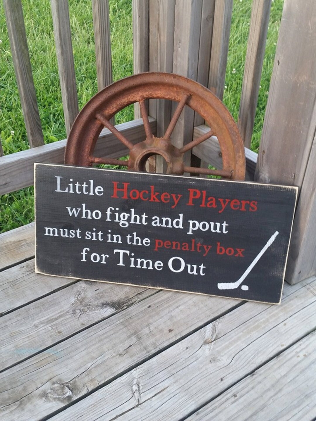 Hockey Sign - Time Out Hockey Sign - Toddler Room Sign - Wooden Hockey ...