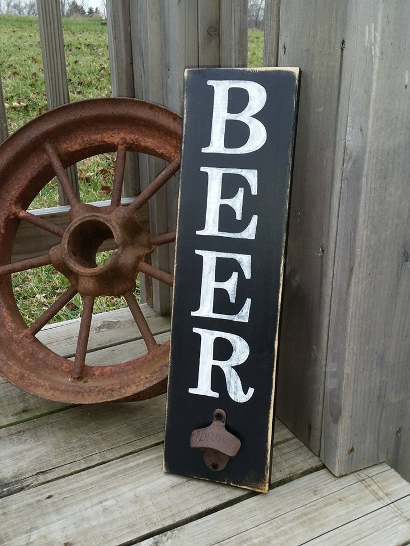 Wooden BEER Sign Bottle Opener Sign Wood Beer Sign | Etsy