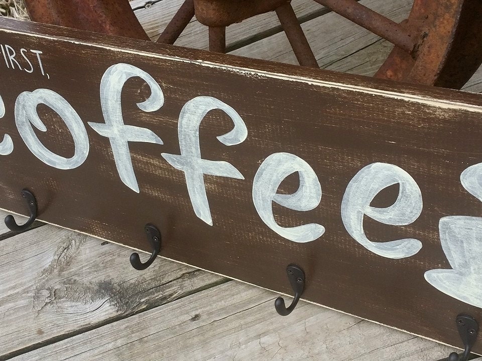 Coffee Sign Coffee Bar Decor Coffee Mug Holder | Etsy