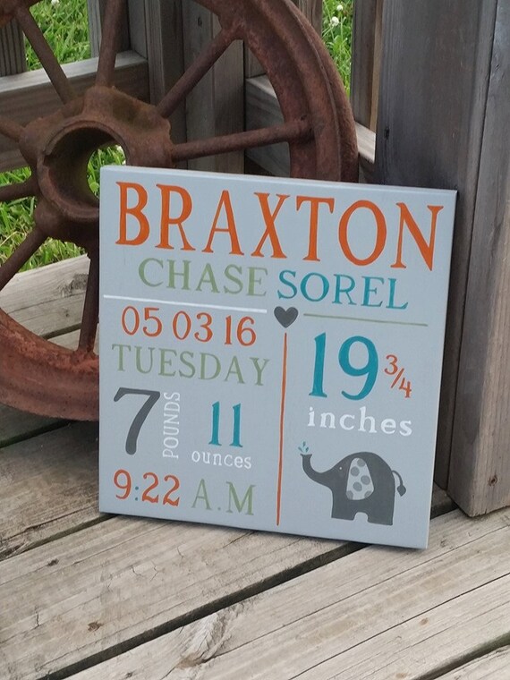 Home Décor Baby Birth Info Sign Home & Living etna.com.pe