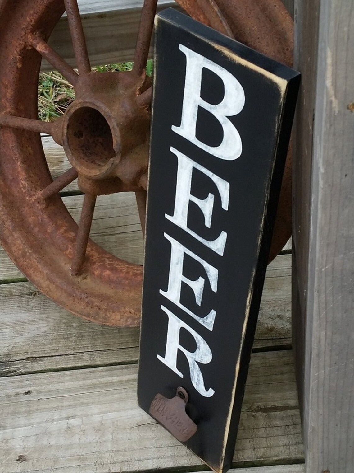 Wooden BEER Sign Bottle Opener Sign Wood Beer Sign | Etsy