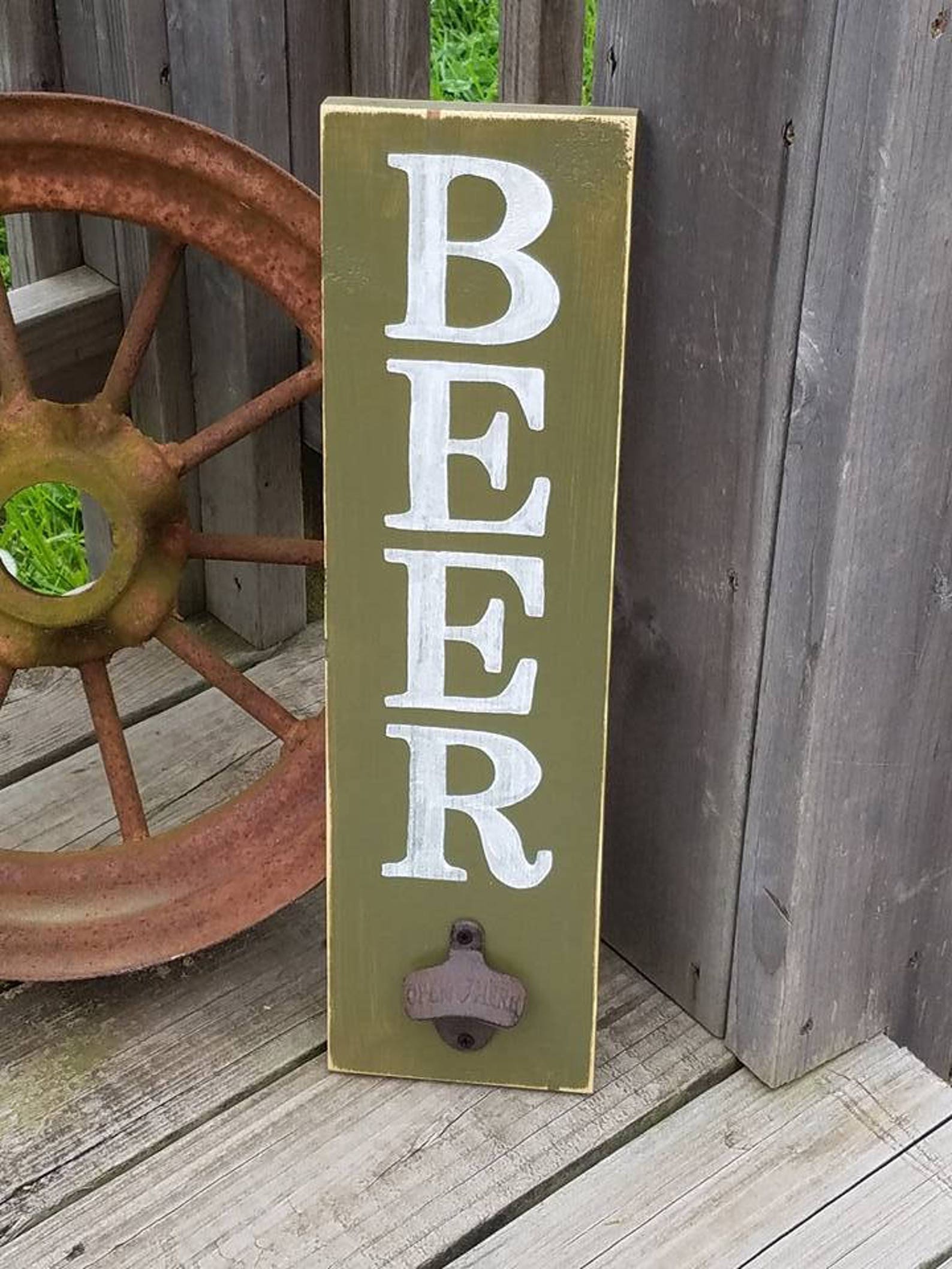 Wooden BEER Sign Bottle Opener Sign Wood Beer Sign | Etsy