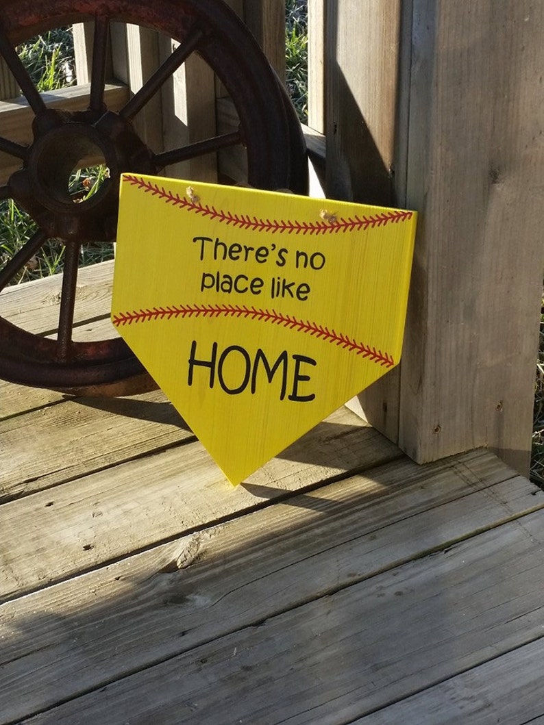 Softball Sign Theres No Place Like Home Wooden Softball - Etsy