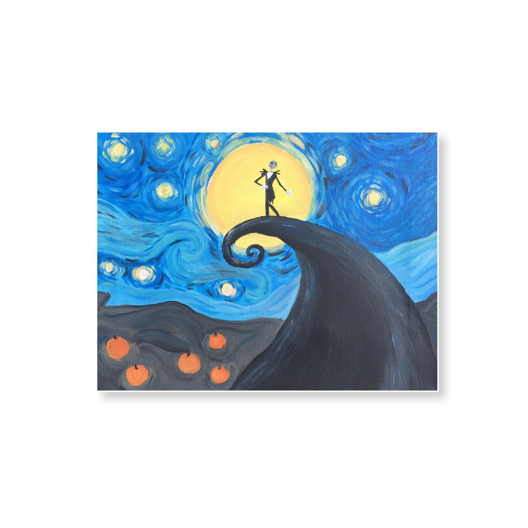 Van Gogh and Tim Burton Mashup a Starry Nightmare Before Christmas 9x12 ...