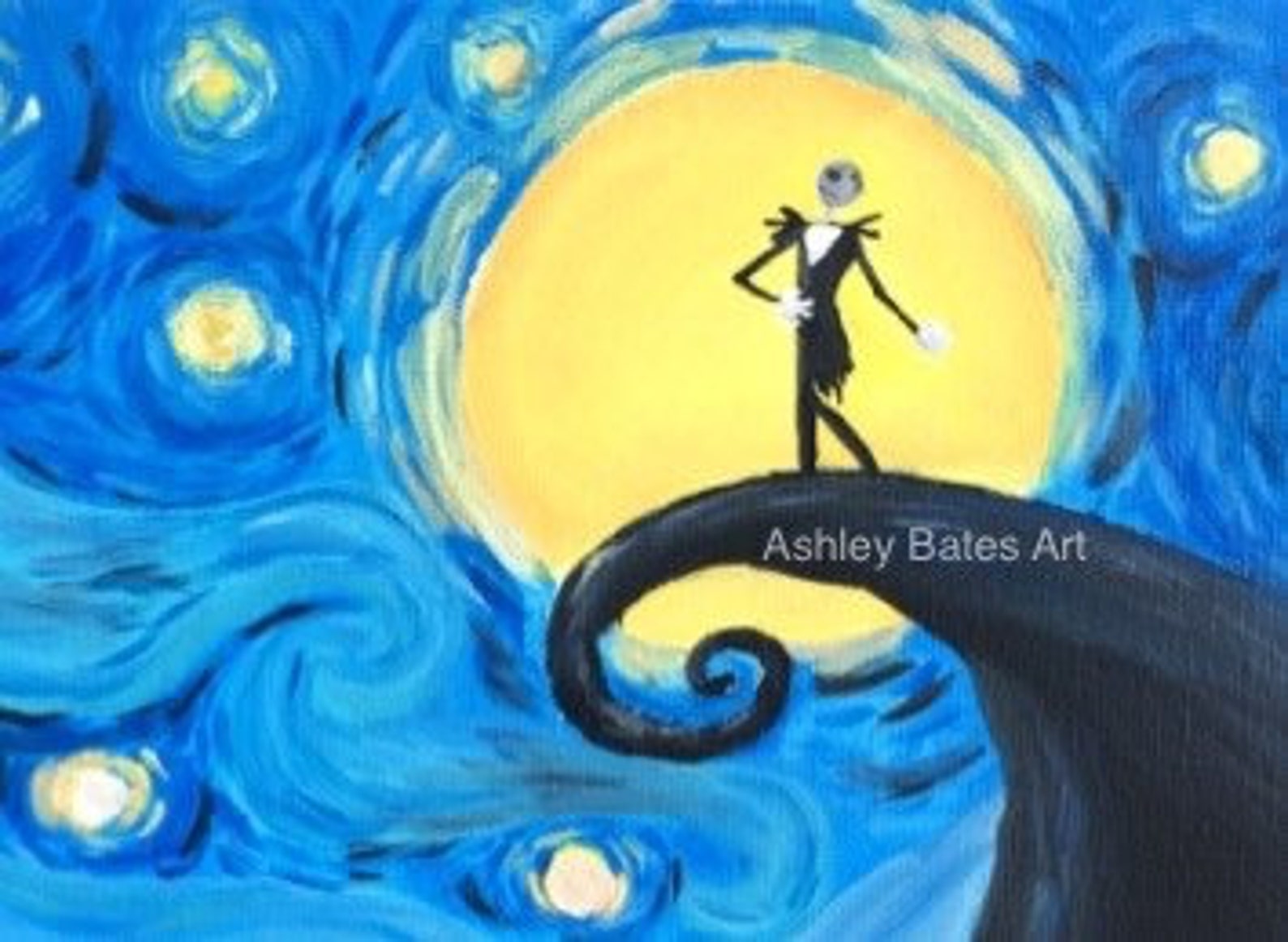 Van Gogh and Tim Burton Mashup a Starry Nightmare Before - Etsy