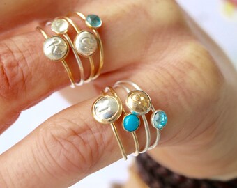 Stacking Initial Rings Gold-Filled Set of Three Custom