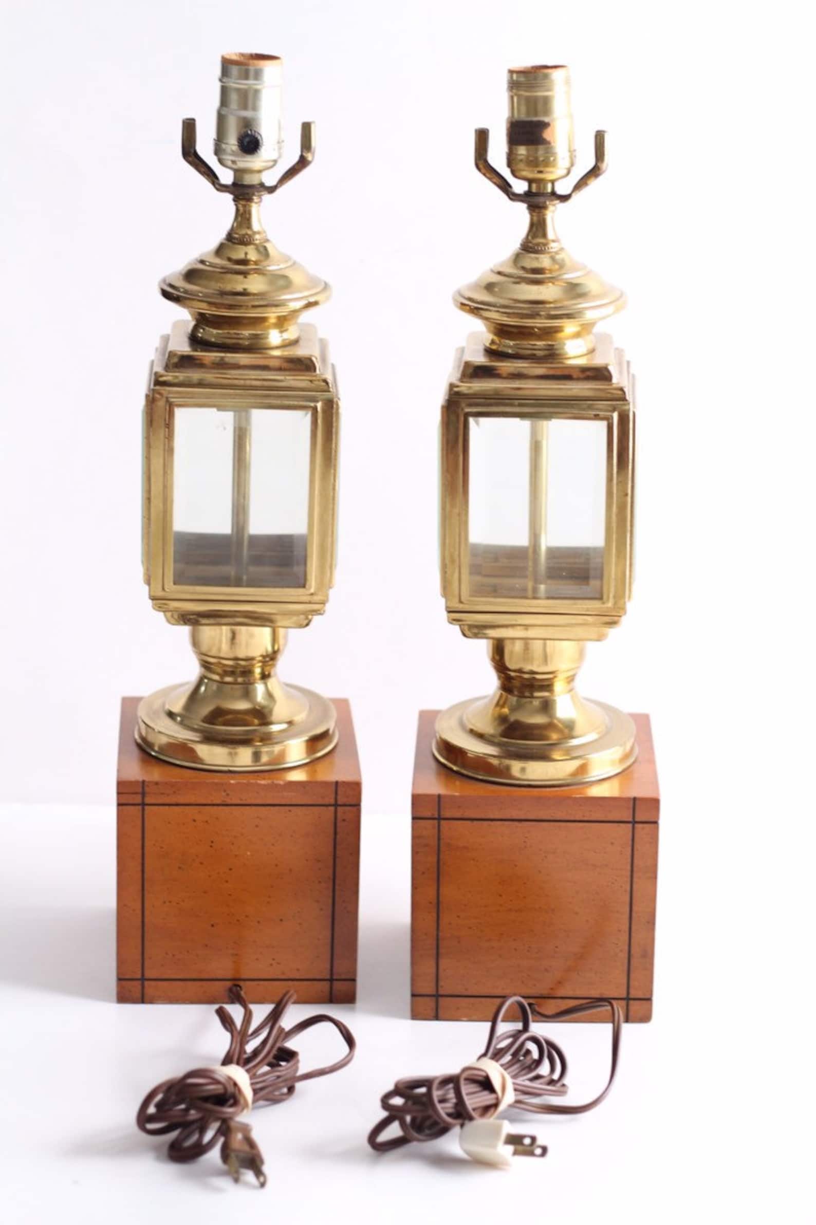 A Pair of Vintage Frederick Cooper Lamps / Glass and Brass - Etsy