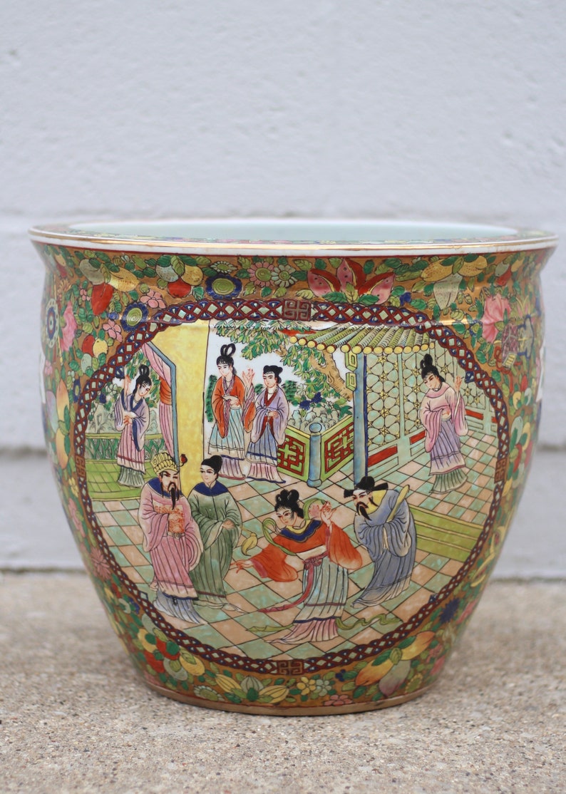 Vintage Chinese Famille Rose Planter / Chinoiserie Fish Bowl / - Etsy