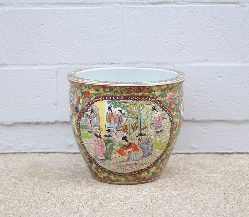 Vintage Chinese Famille Rose Planter / Chinoiserie Fish Bowl / - Etsy