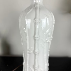 Vintage White Ceramic Bamboo Motif Table Lamp / Faux Ceramic Bamboo ...