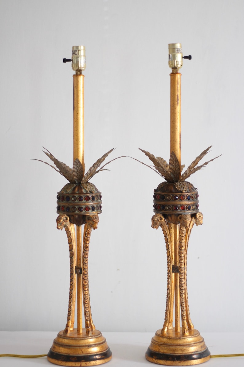 A Pair Of Vintage Goat Table lamps / Hollywood Regency Table | Etsy