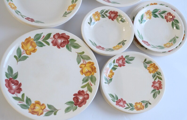 Shenandoah Ware Plates and Bowls/ Pottery Florals Serving Plates and ...