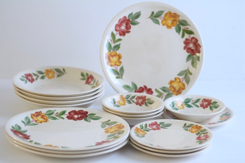 Shenandoah Ware Plates and Bowls/ Pottery Florals Serving Plates and ...