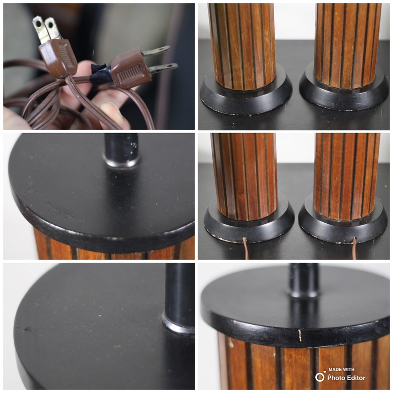 A Pair of Vintage Mid Century Modern Wood Table Lamps / MCM - Etsy