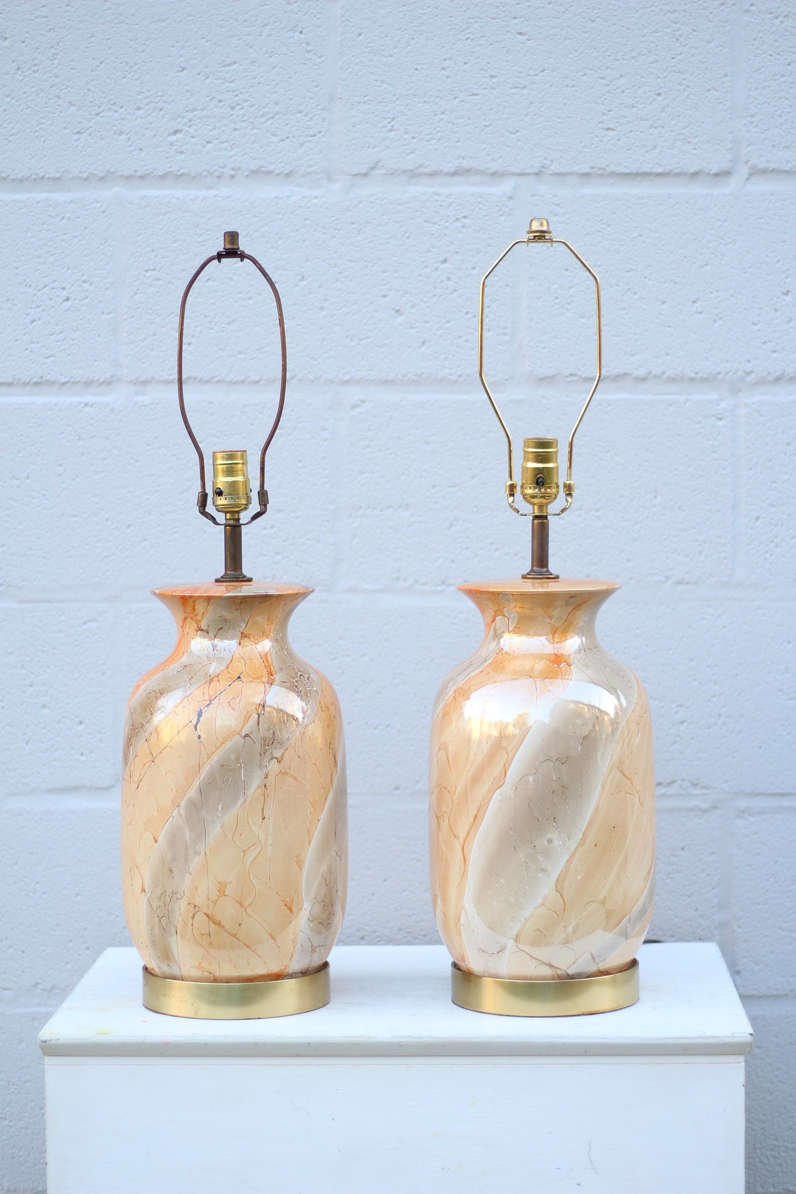 Vintage Marble Glazed Ceramic Vase Styled Table Lamps / Vintage Home ...