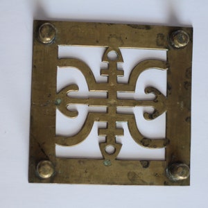 Vintage Chinese Brass Etched Trivet / Vintage Chinoiserie Chinese Brass ...