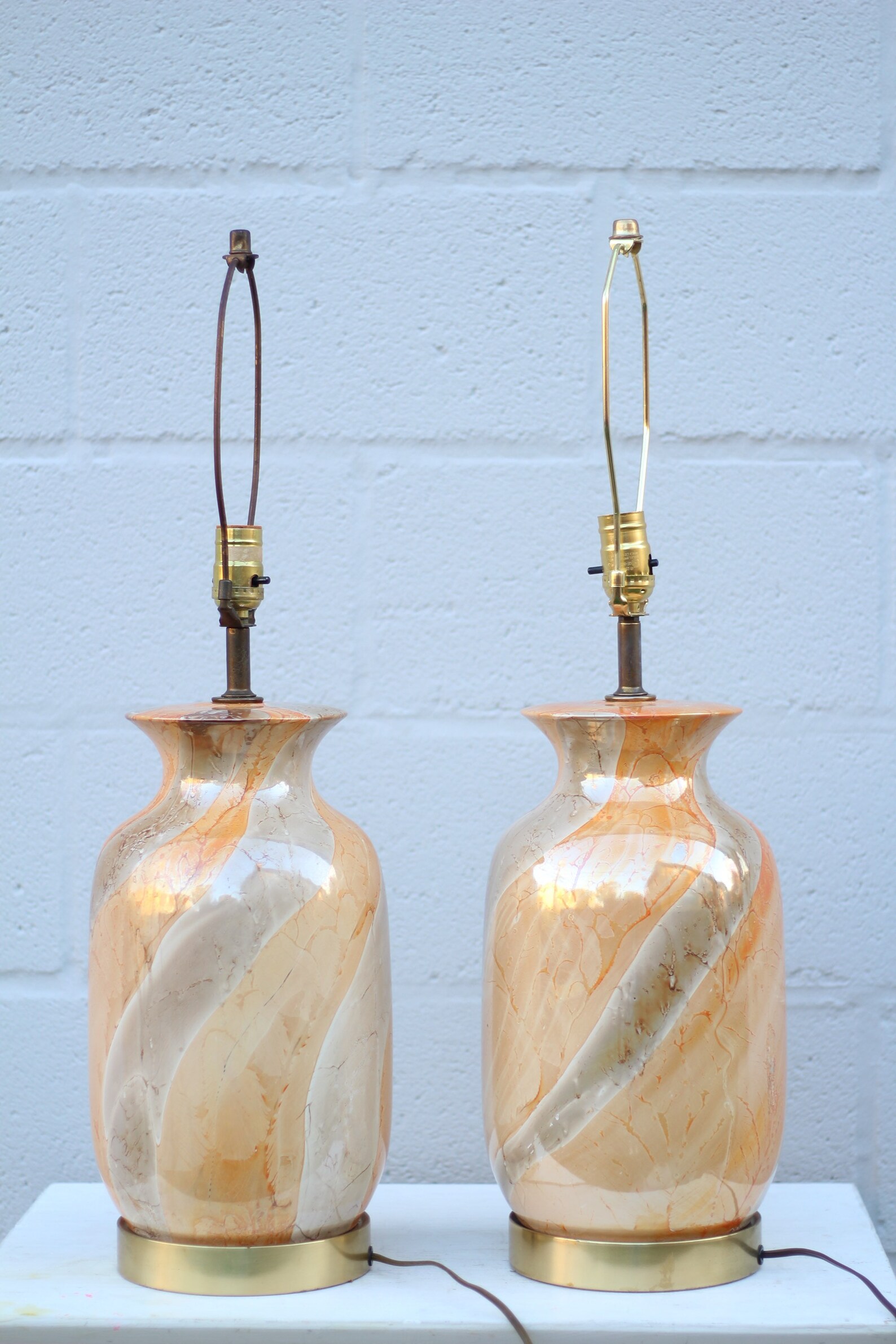 Vintage Marble Glazed Ceramic Vase Styled Table Lamps / Vintage Home ...