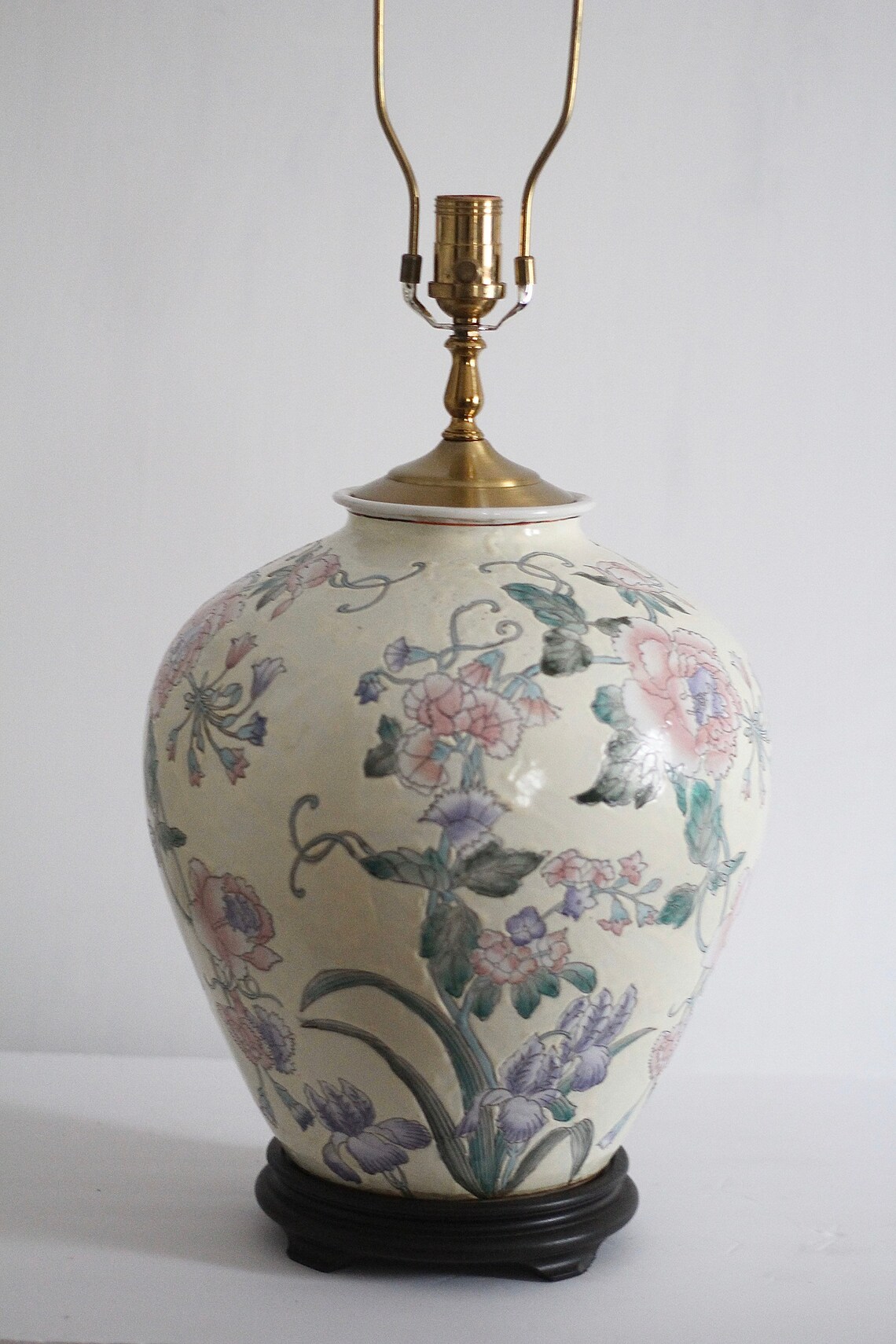 Vintage Large Floral Ginger Jar Table Lamp / Asian Porcelain - Etsy