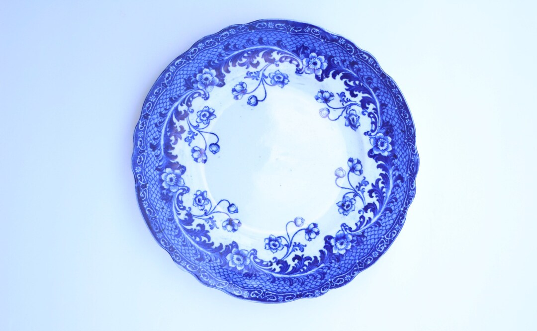 Vintage White and Blue Congo Plate / Dudson, Wilcox&till / Cobalt Blue ...