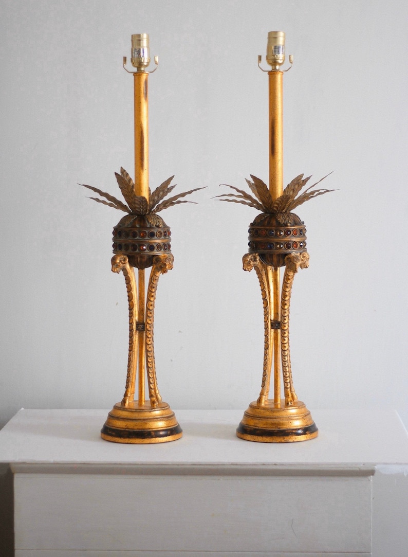 A Pair Of Vintage Goat Table lamps / Hollywood Regency Table | Etsy