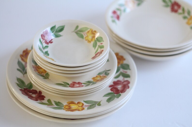 Shenandoah Ware Plates and Bowls/ Pottery Florals Serving Plates and ...