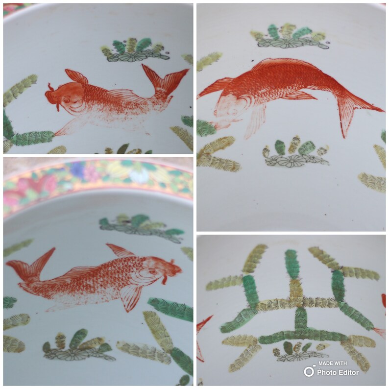 Vintage Chinese Famille Rose Planter / Chinoiserie Fish Bowl / - Etsy