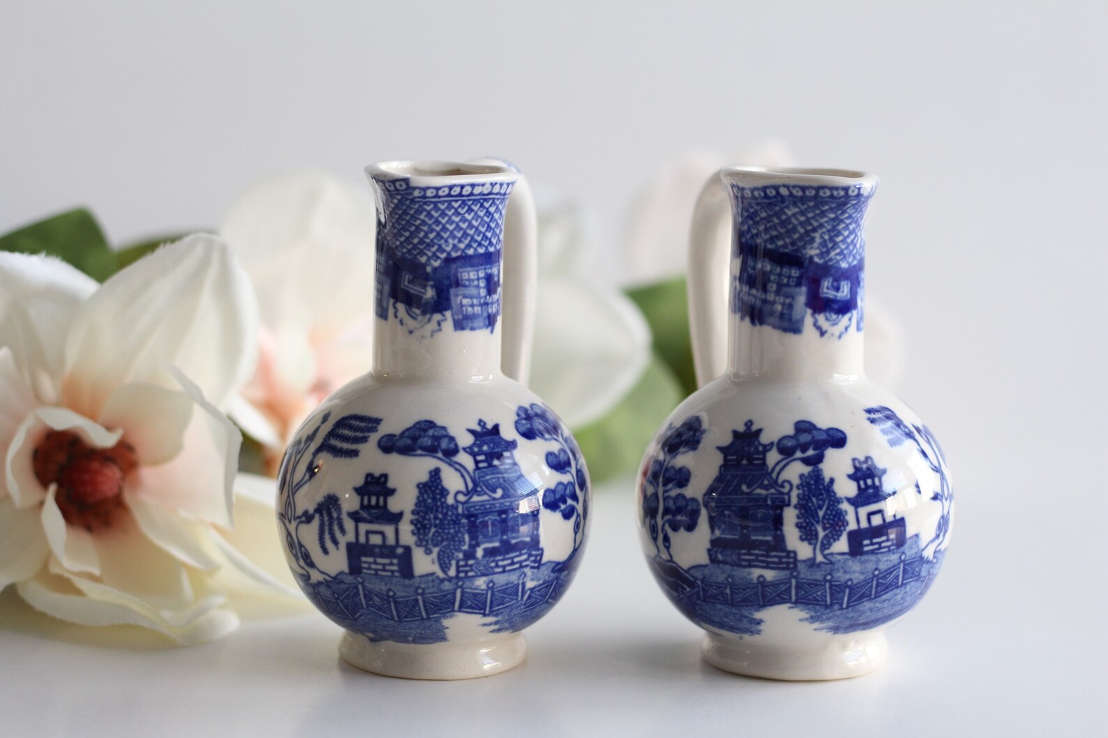 Beautiful Vintage Asian Pitcher / Asian White and Blue Pitcher - Etsy