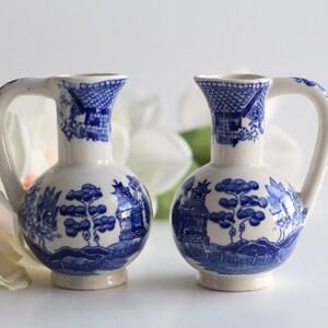 Beautiful Vintage Asian Pitcher / Asian White and Blue Pitcher ...