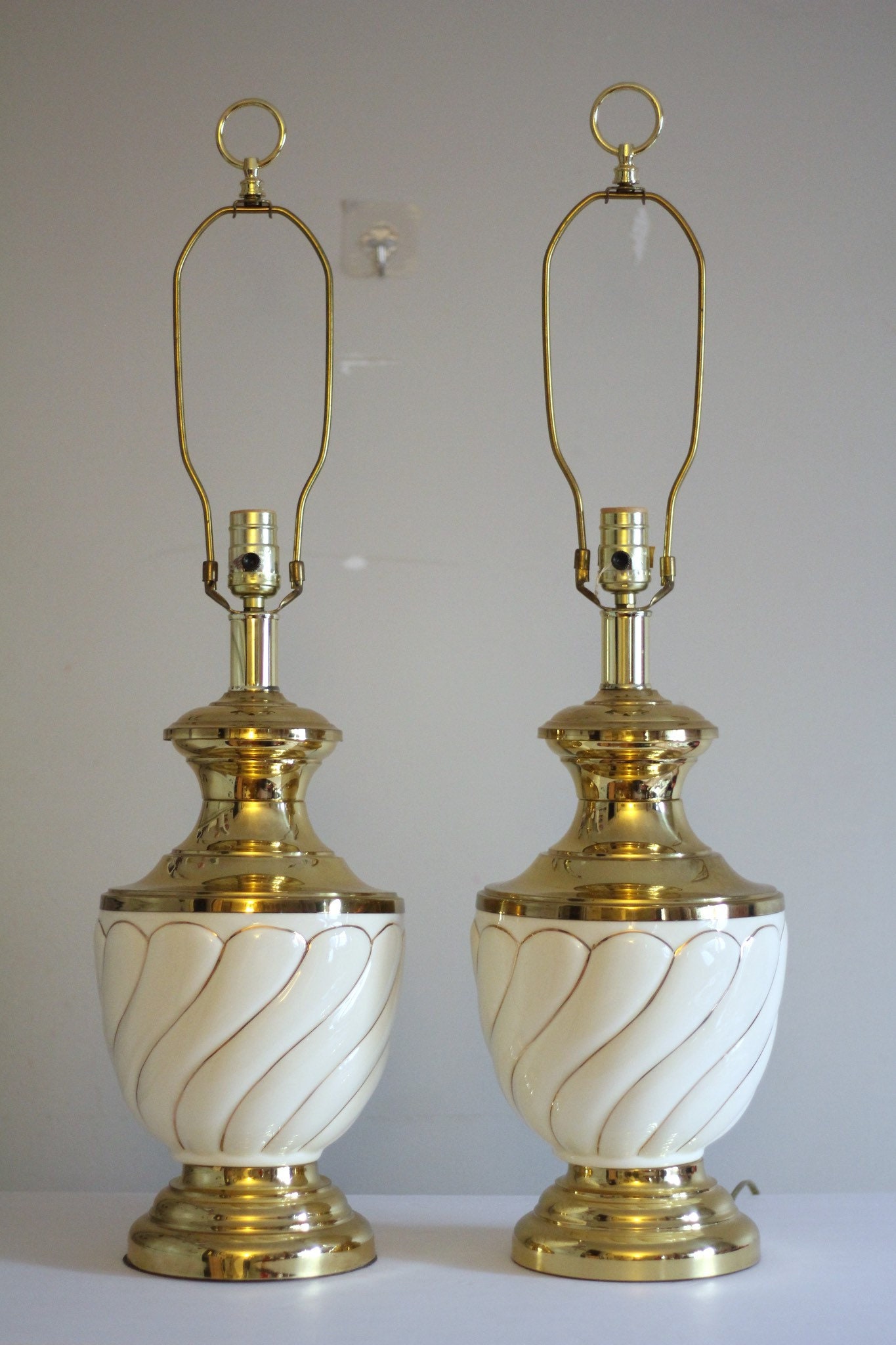 A Pair of Vintage Ivory Gold Twist Table Lamp | Etsy