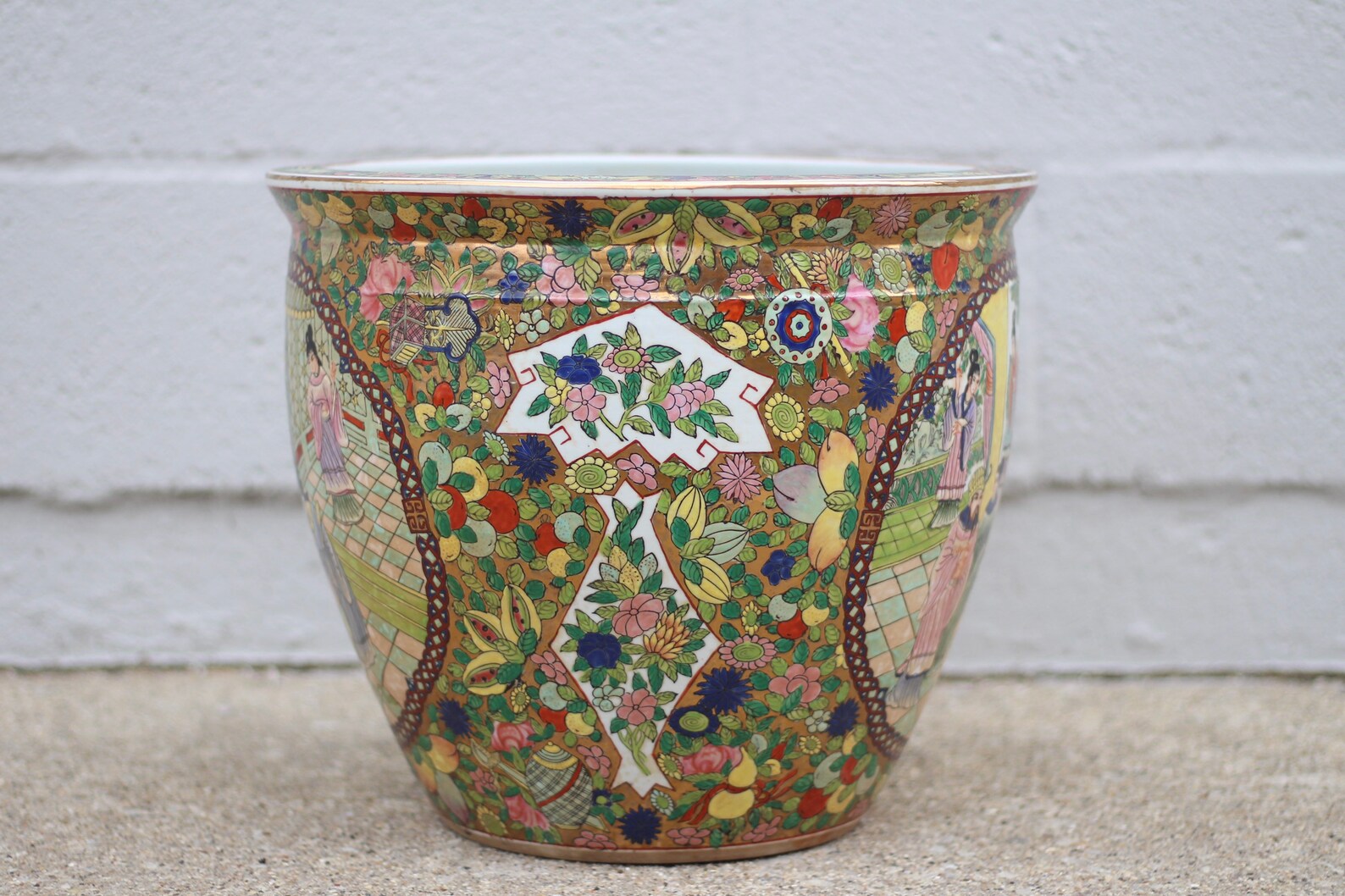 Vintage Chinese Famille Rose Planter / Chinoiserie Fish Bowl / - Etsy