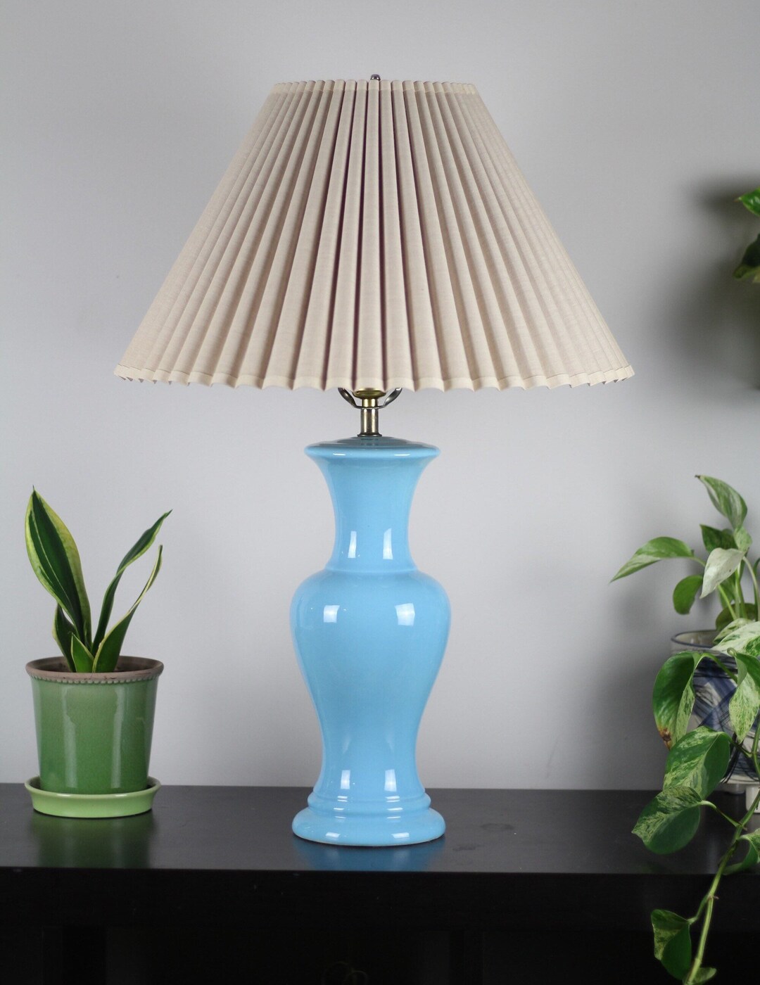 Vintage Ceramic Blue Lamp / Lighting / Vintage Home Decoration - Etsy