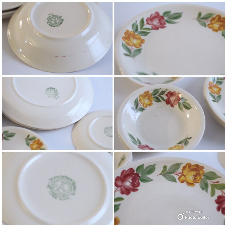 Shenandoah Ware Plates and Bowls/ Pottery Florals Serving Plates and ...