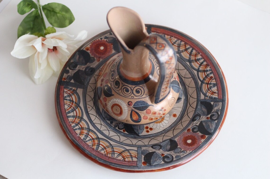 Vintage Mexico Pottery Pitcher / Mexico Pitcher Set / Pitcher - Etsy
