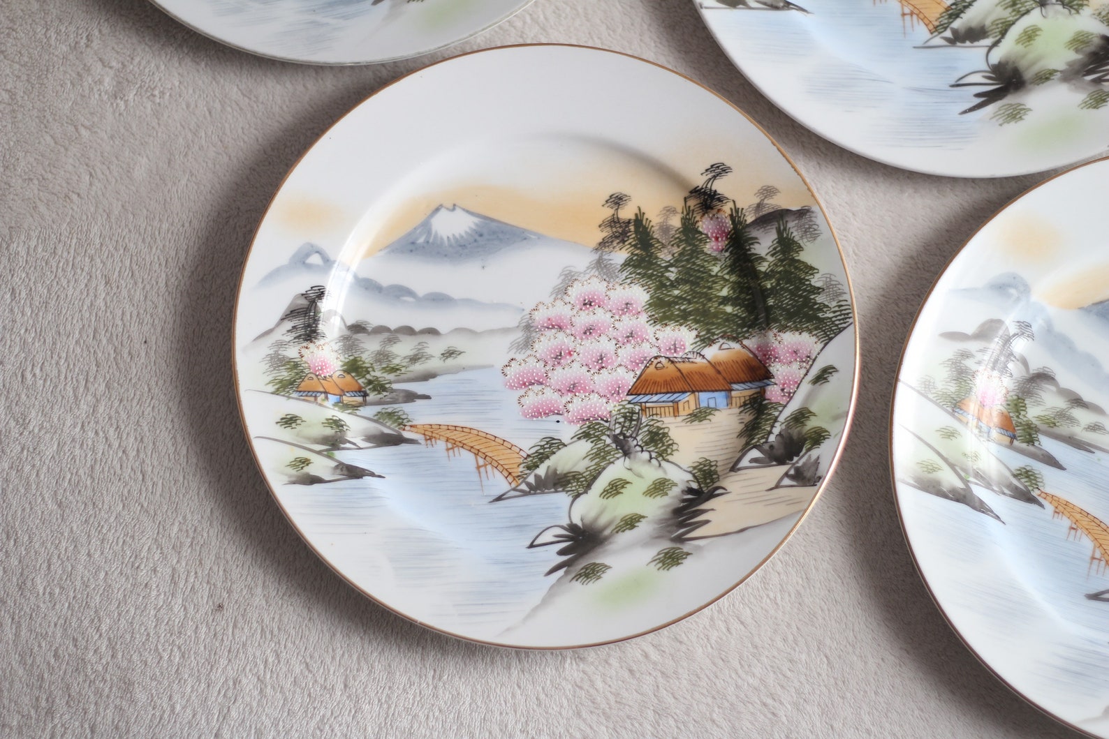 Vintage Asian Porcelain Plates / Japanese Dinner Plates / Set - Etsy
