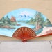 Vintage Folding Hand Painted Canvas and Bamboo Fan / Wall Display ...