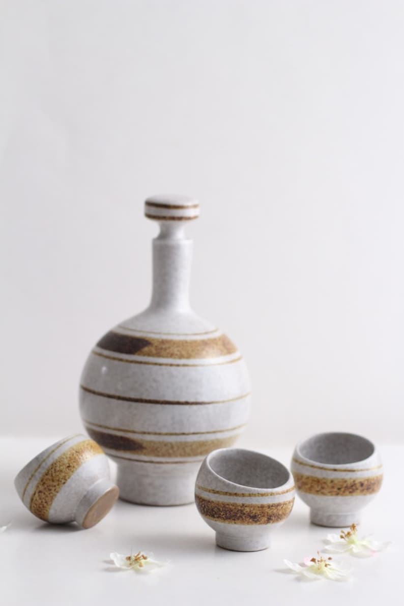 Beautiful Vintage Water Bottle Set / Stoneware Water Bottle / - Etsy