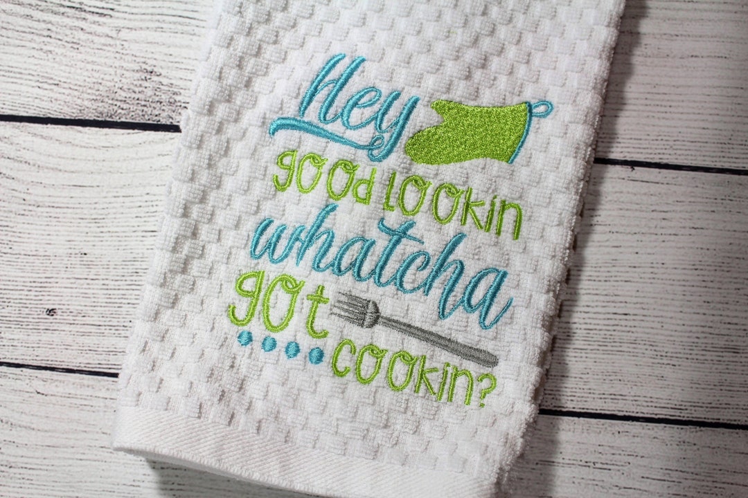 Paños de cocina bordados Hey Good Lookin Fun Kitchen - Etsy España