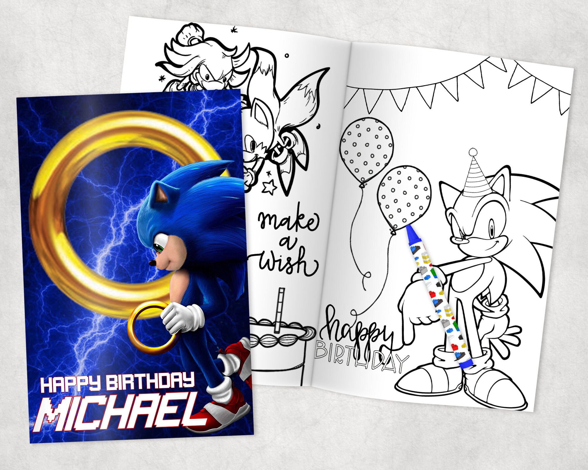 Sonic Personalized Coloring Books Custom Party Favors Thank You Gift ...