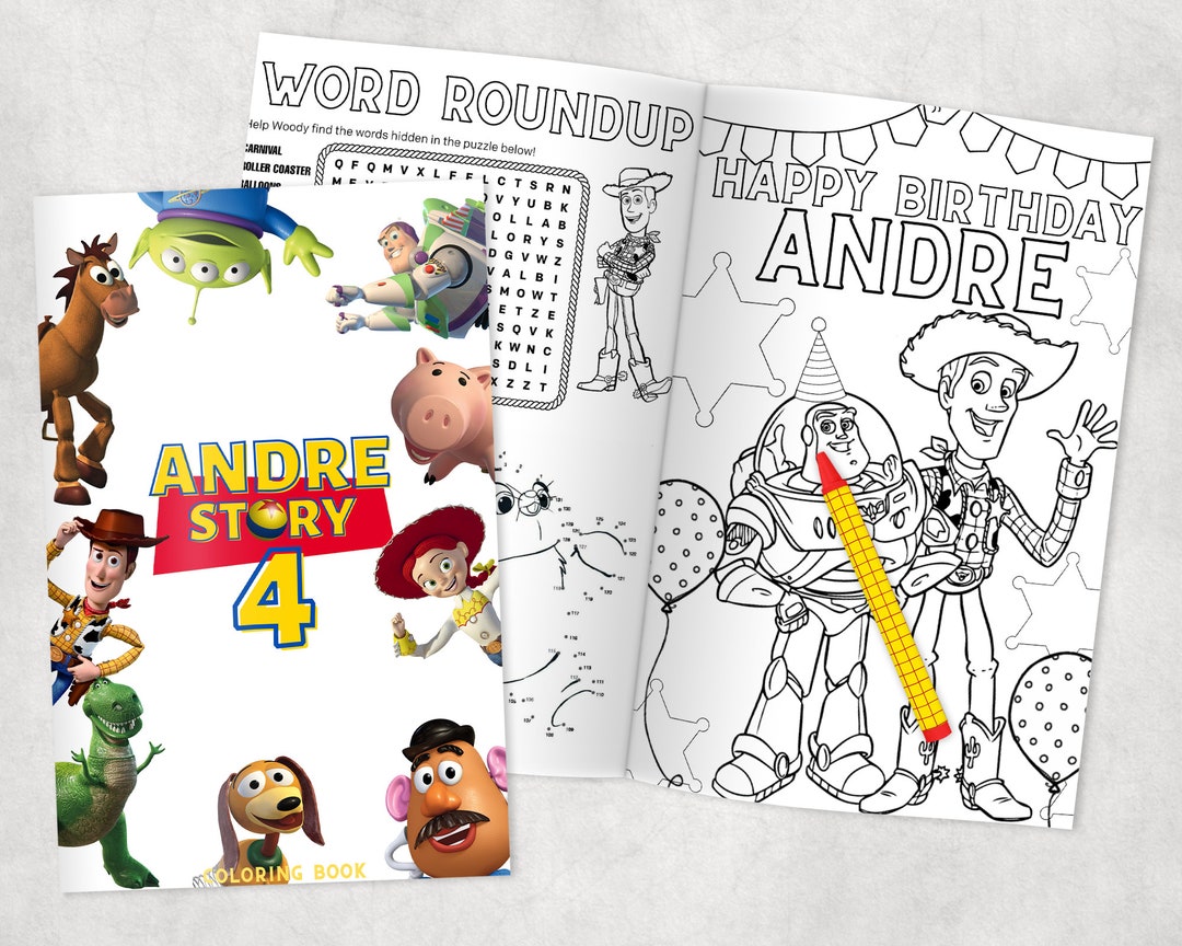 Toy Story Personalized Coloring Books - Custom Party Favors - Thank You ...