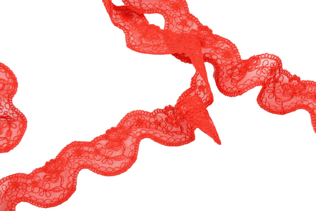 Red Elastic Lace, Elastic Tulle, Lace Trim 3477. - Etsy